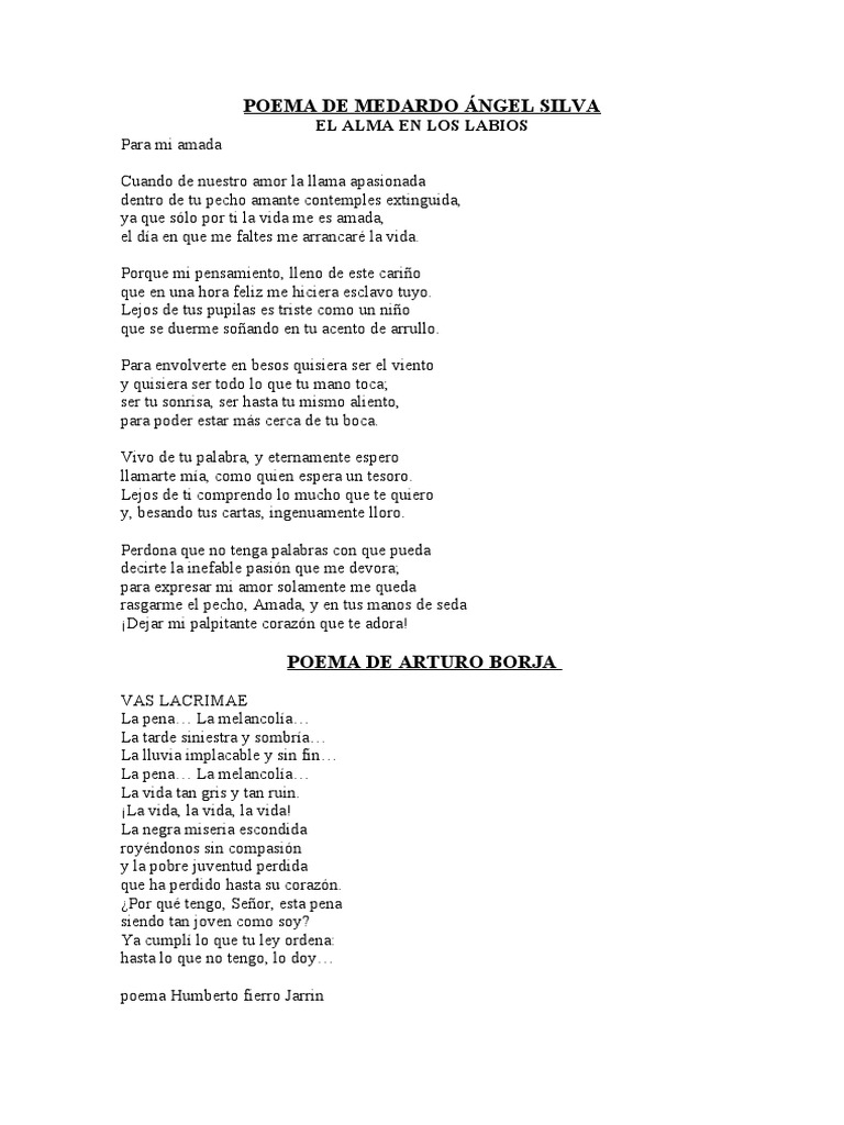 Poemas Cortos de Medardo Ángel Silva | PDF
