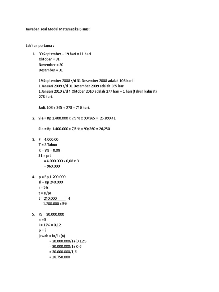Jawaban Soal Modul Matematika Bisnis Fakhri Ramadhan Said | PDF