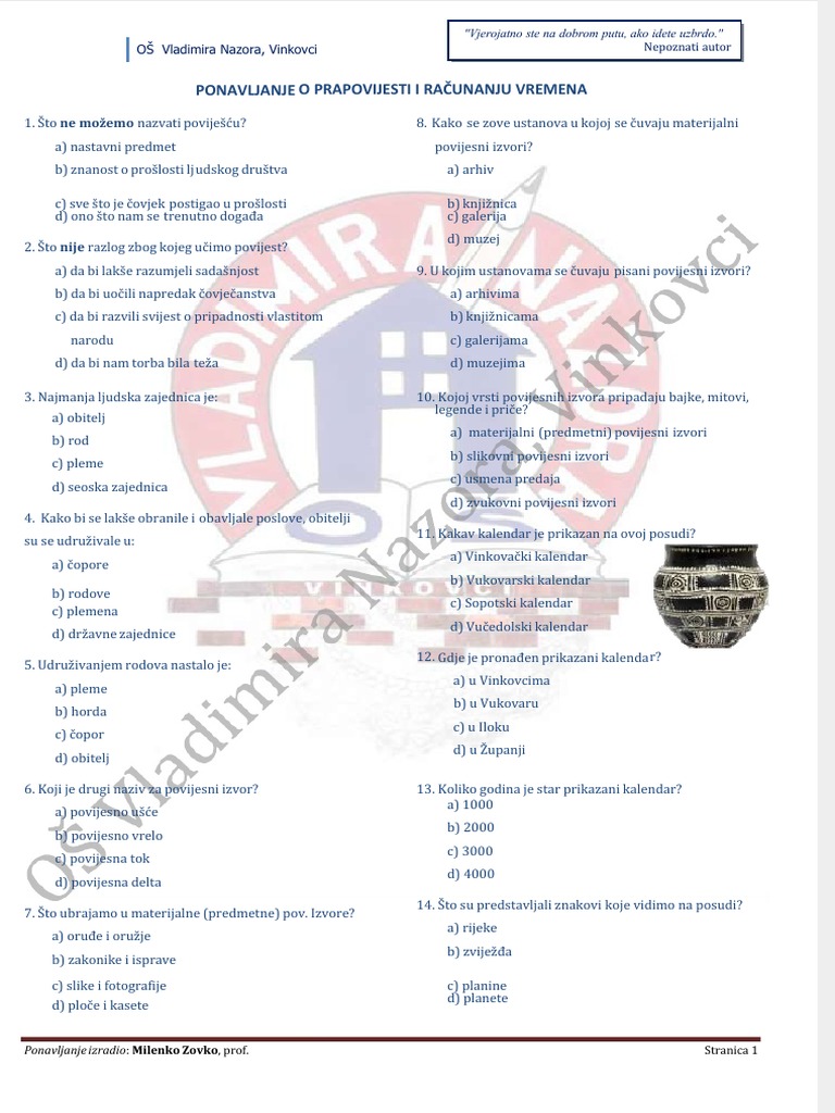 Dokumen - Tips - 5 Razred Ponavljanje Za Ispit o Prapovijesti | PDF