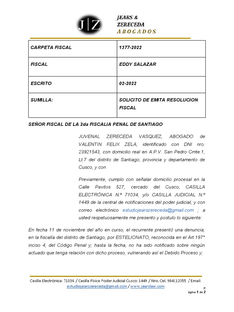 Solicito Se Notifique de Forma Pertinente El Escrito Correspondiente | PDF