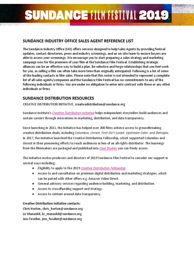 2019 Sales Agent Reference List | PDF | Sales