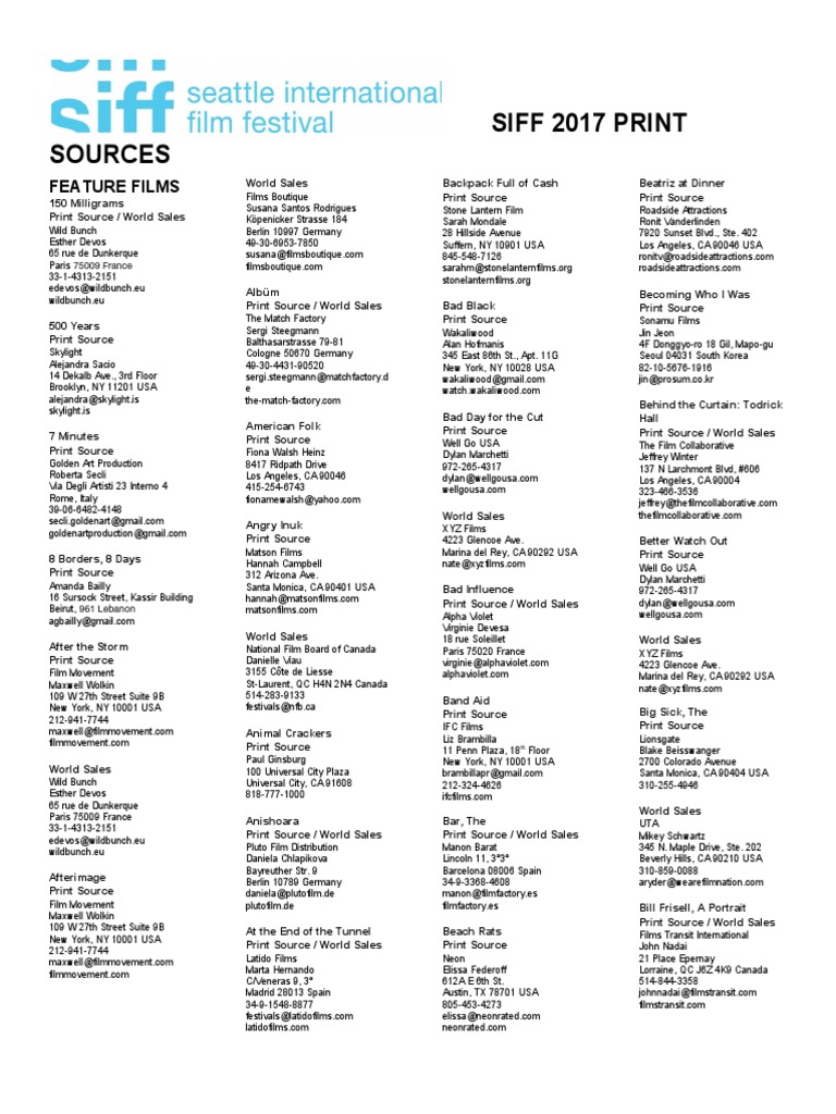 SIFF Features Print Sources | PDF