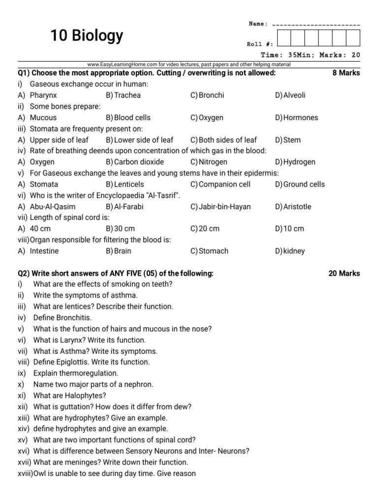 10 Biology - Test Maker @ | PDF | Biology | Blood