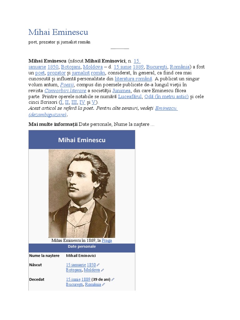 Mihai Eminescu | PDF