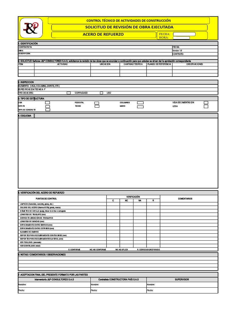 Formato Calidad Ac | PDF | Acero | Ingeniero civil