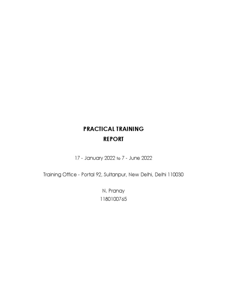 Practical Training Report | PDF | Design | Learning