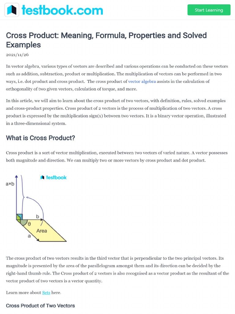 Maths Cross Product | PDF