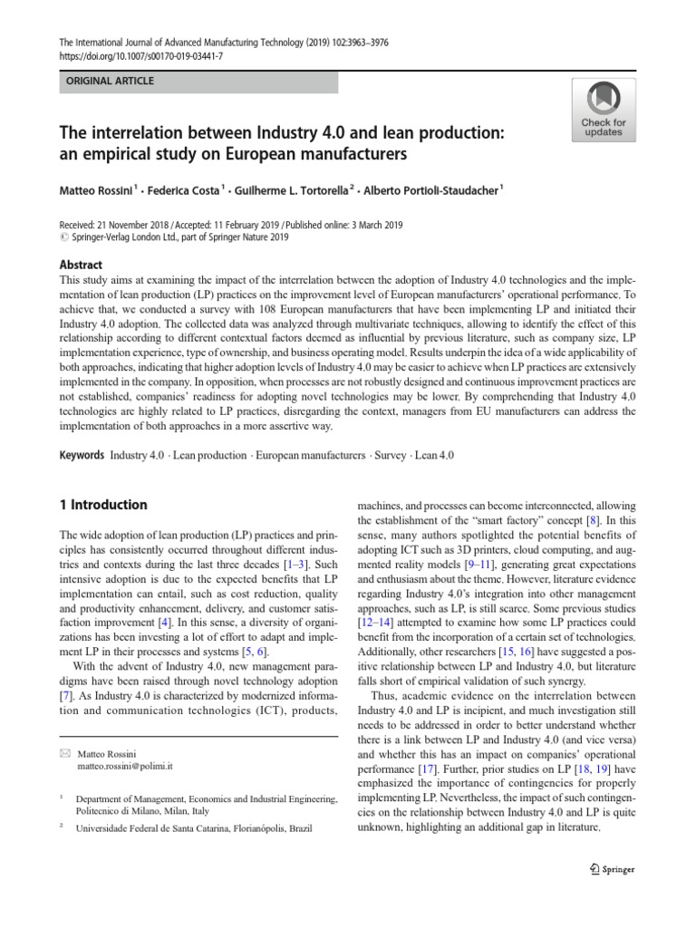 The Interrelation Between Industry 4.0 and Lean Production - An Empirical Study On European ...