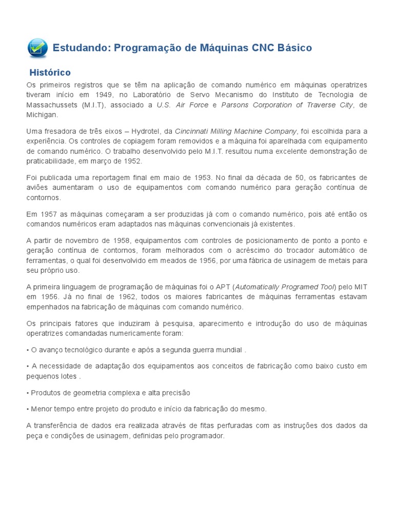 Programação Básica de Máquinas CNC | PDF | Máquina-ferramenta | Ciência ...