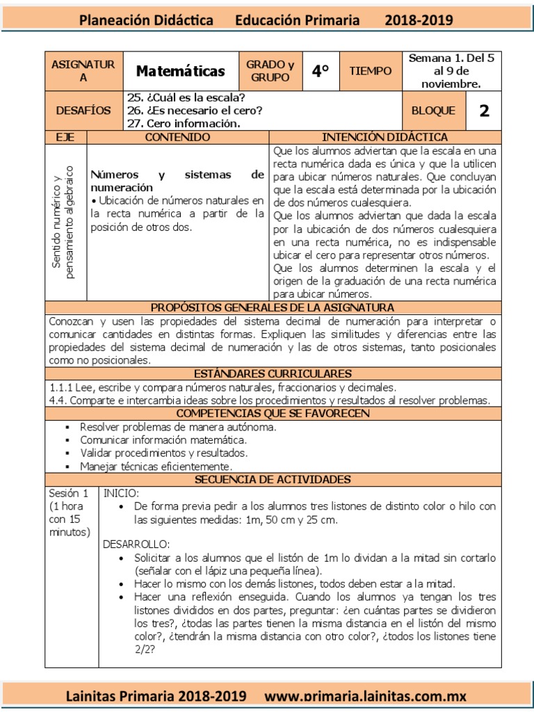 Noviembre - 4to Grado Matemáticas (2018-2019) | PDF | Educación ...