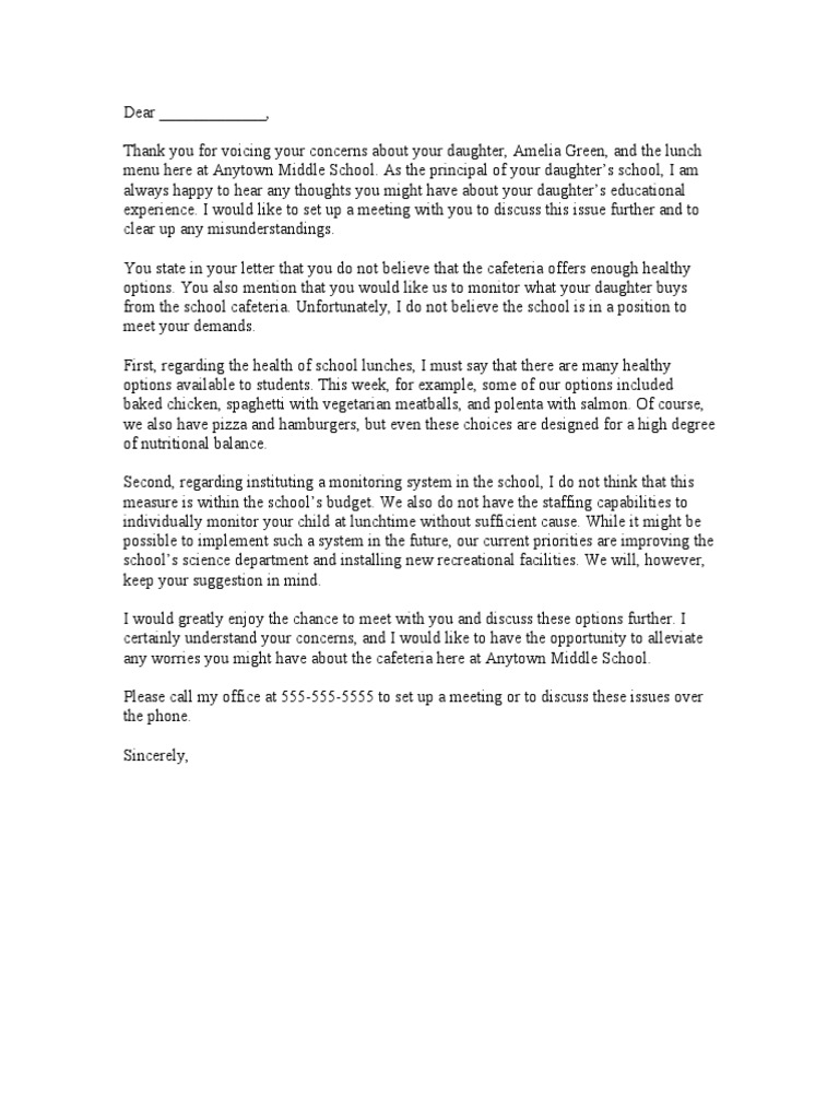 School Complaint Letter Response | PDF