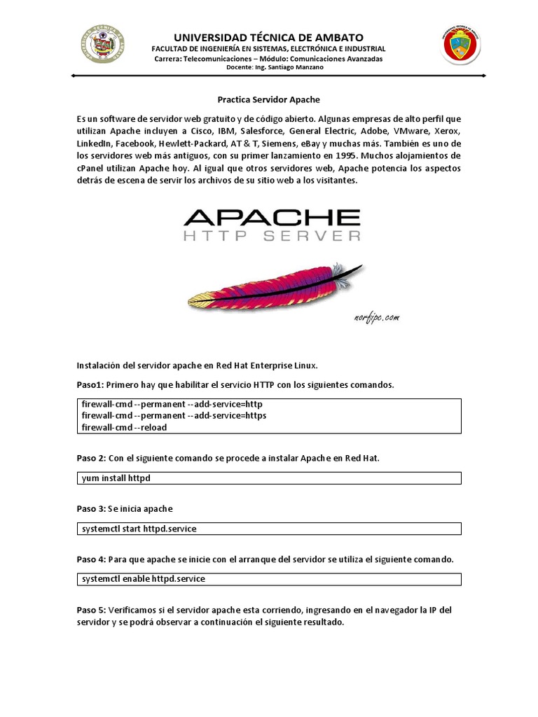 Practica Servidor Apache | PDF | Servidor HTTP Apache | Protocolo de transferencia de archivos