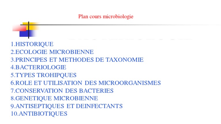 Plan Cours Microbiologie | PDF