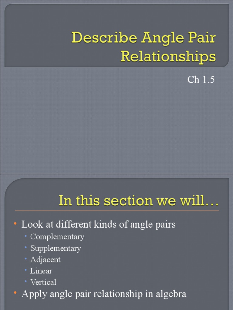Angle Pair Relationships | PDF