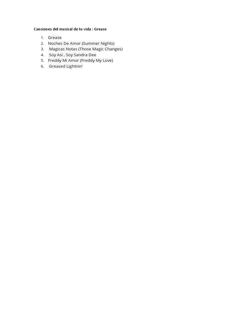 Canciones Del Musical De Tu Vida Pdf