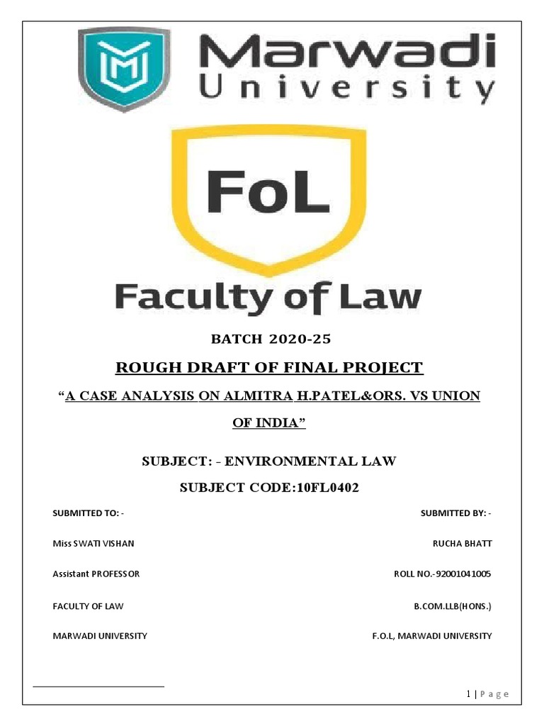 FINAL DRAFT On Case Analysis Jaya Bachan Vs Uio by Rucha Bhatt Bcom LLB Sem-4 CNLW | PDF | Waste ...