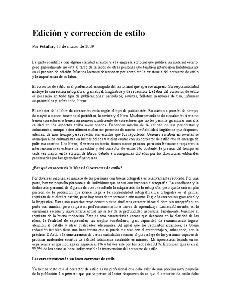 Importancia del Corrector de Estilo | PDF | Edición de copia | Publicación