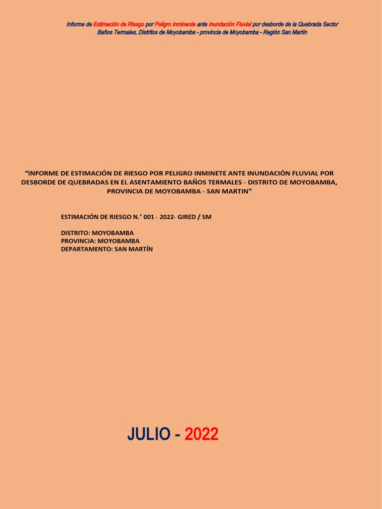 01 Estimacion de Riesgo Peligro Inminente-Gired | PDF | Riesgo | Inundar