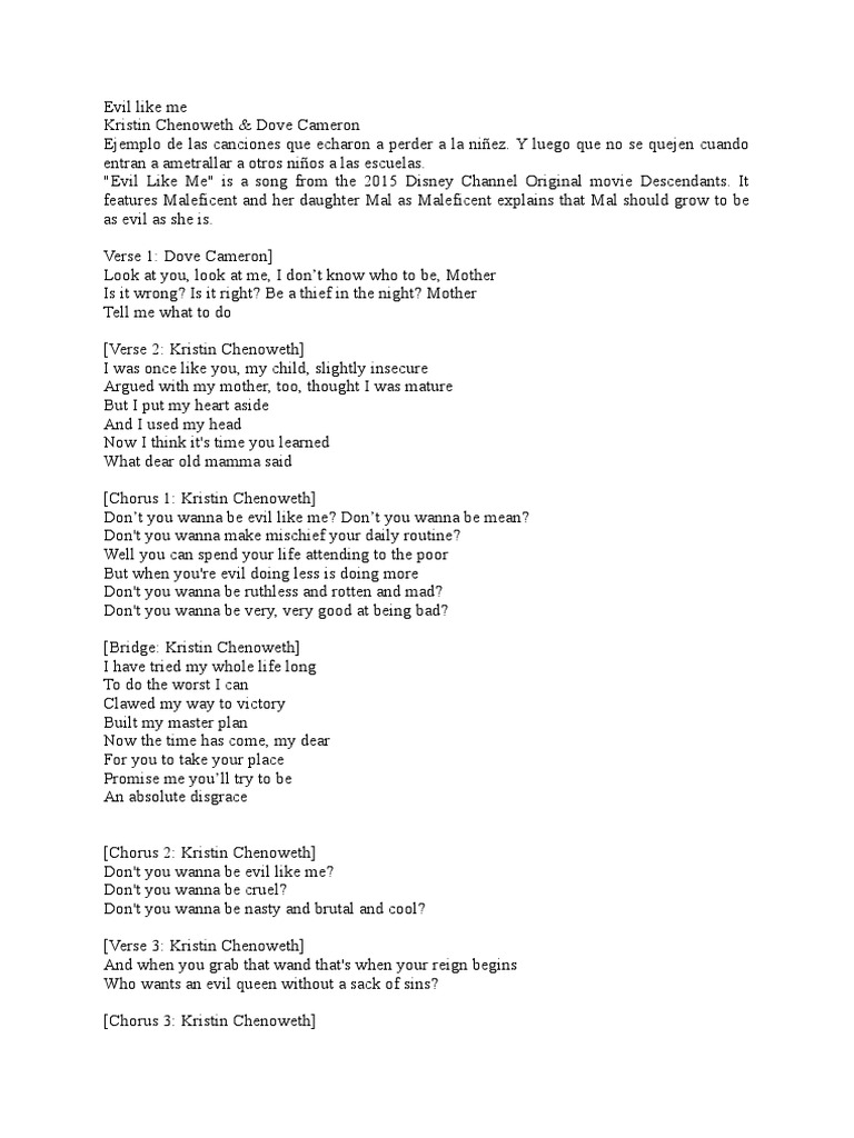 Evil Like Me Song | PDF
