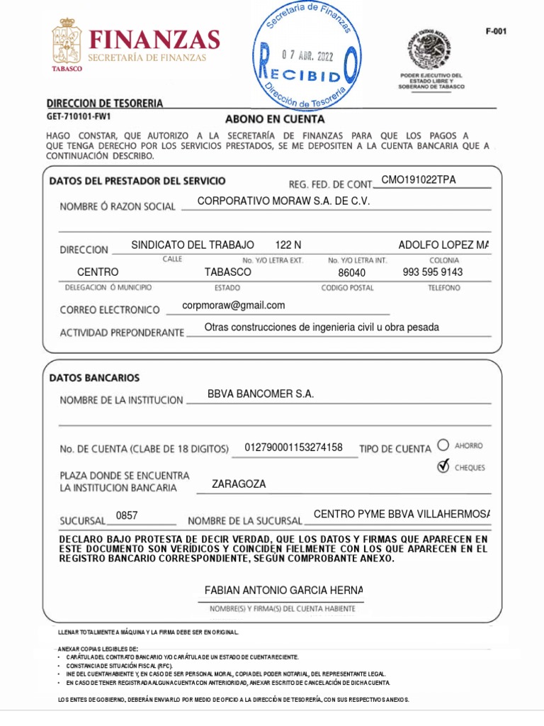 Formato Abono Cuenta 2021 | PDF