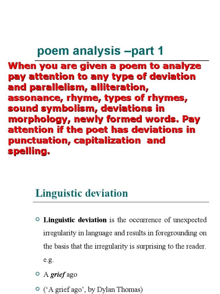 Poem Analysis - Part 1-For Midterm | PDF | Rhyme | Syllable