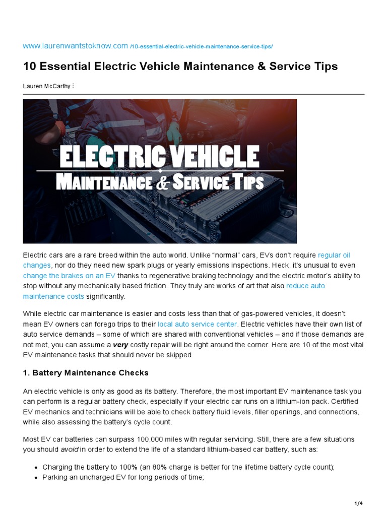 Essential EV Maintenance Tips | PDF | Electric Vehicle | Tire