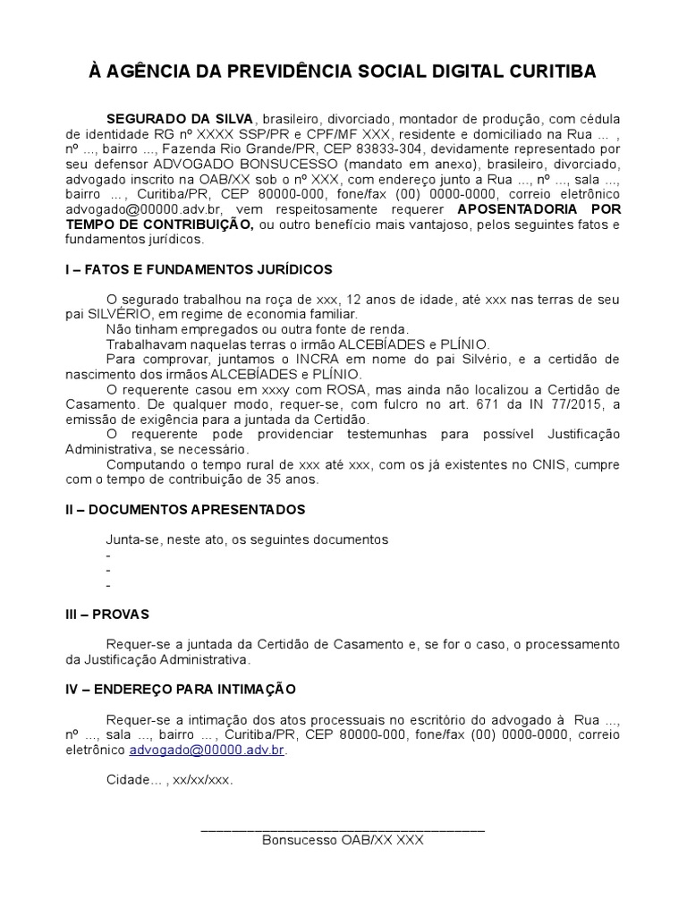 1 Modelo de Requerimento Ao INSS | PDF