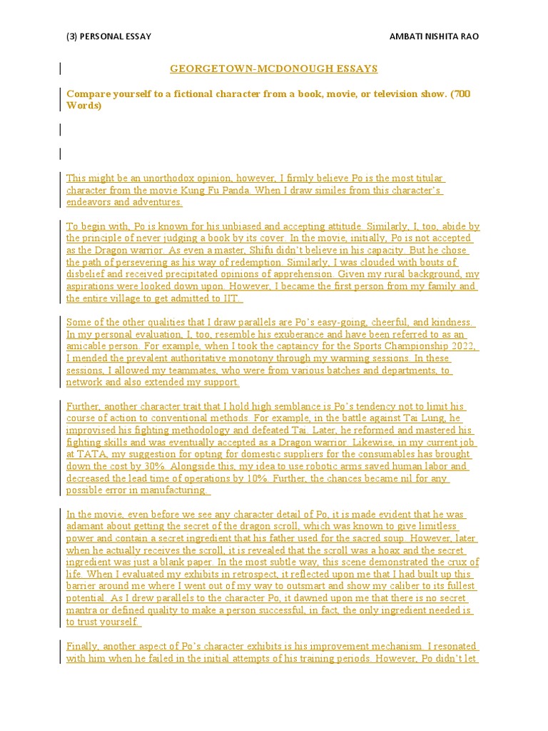 GEORGETOWN - Essays Final | PDF | Consultant | Curriculum