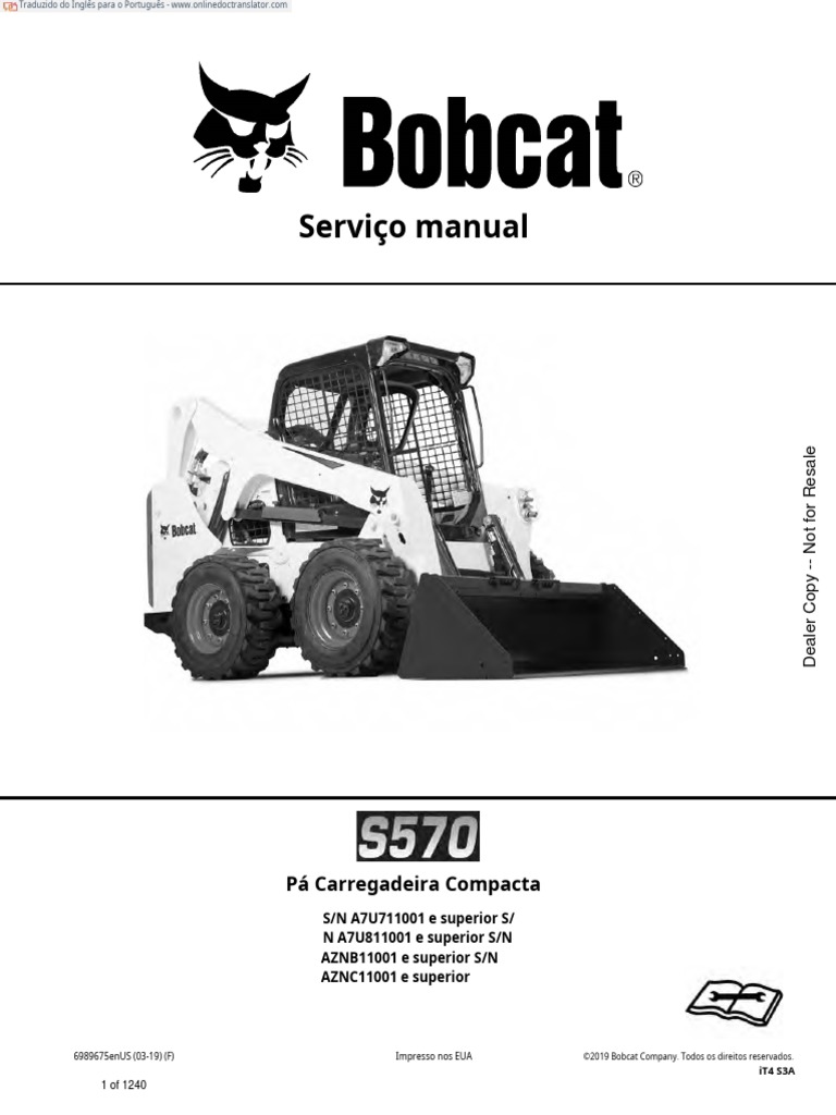 BOBCAT S570 6989675 SM Preview - En.pt | PDF | Motores | Diesel