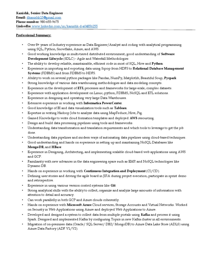 Kanishk Resume | Download Free PDF | Apache Spark | Microsoft Sql Server