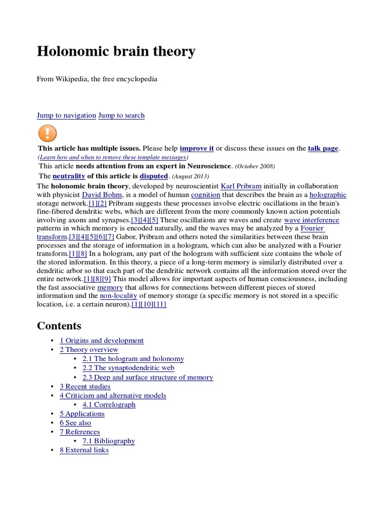 Holonomic brain theory | PDF | Neuroscience | Cognitive Science