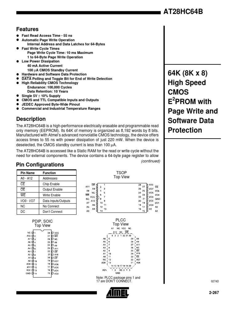 AT28HC64B | PDF | Computer Data | Electronic Circuits