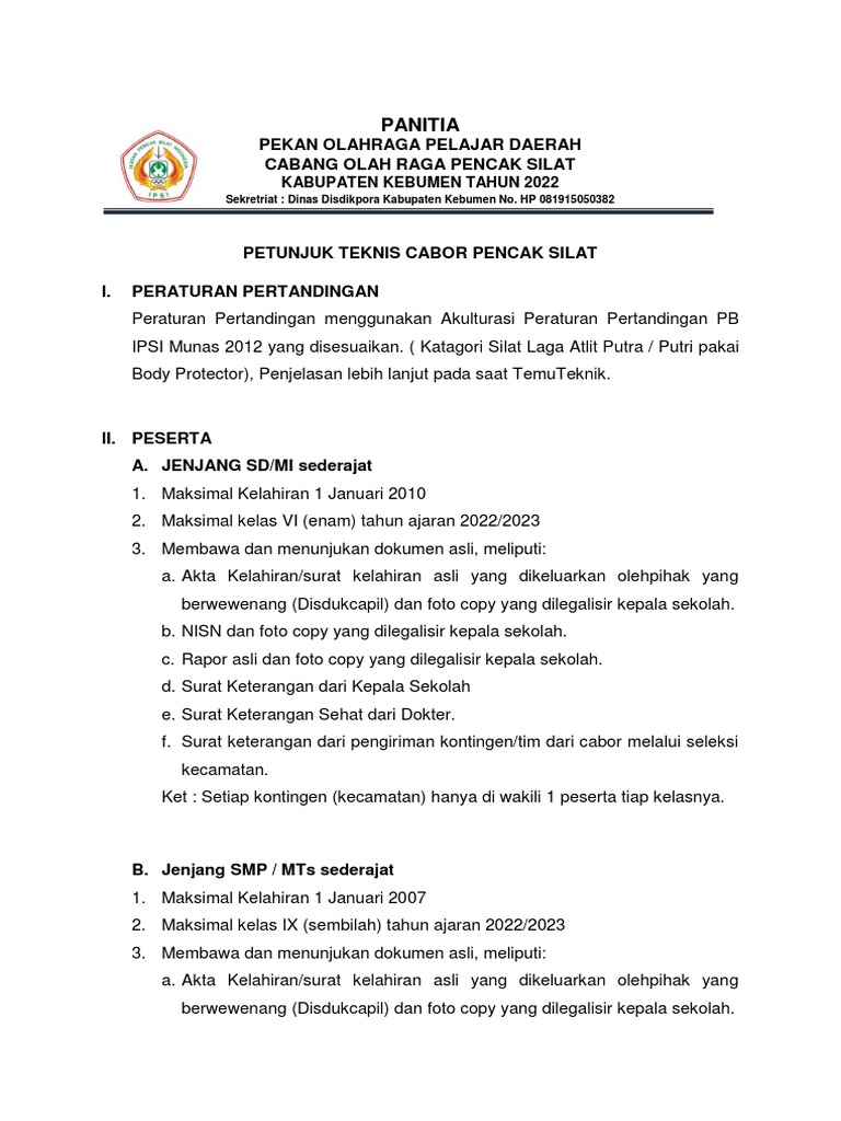 Popda Pencak Silat 2023 | PDF