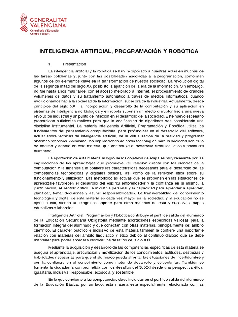 Programación, Inteligencia Artificial y Robótica I y II | PDF ...