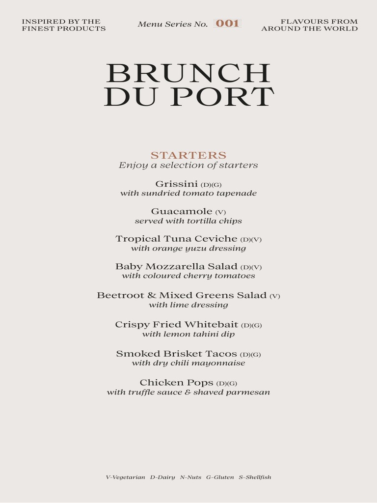 Brunch Bar Du Port Menu | PDF | Martini (Cocktail) | Drink