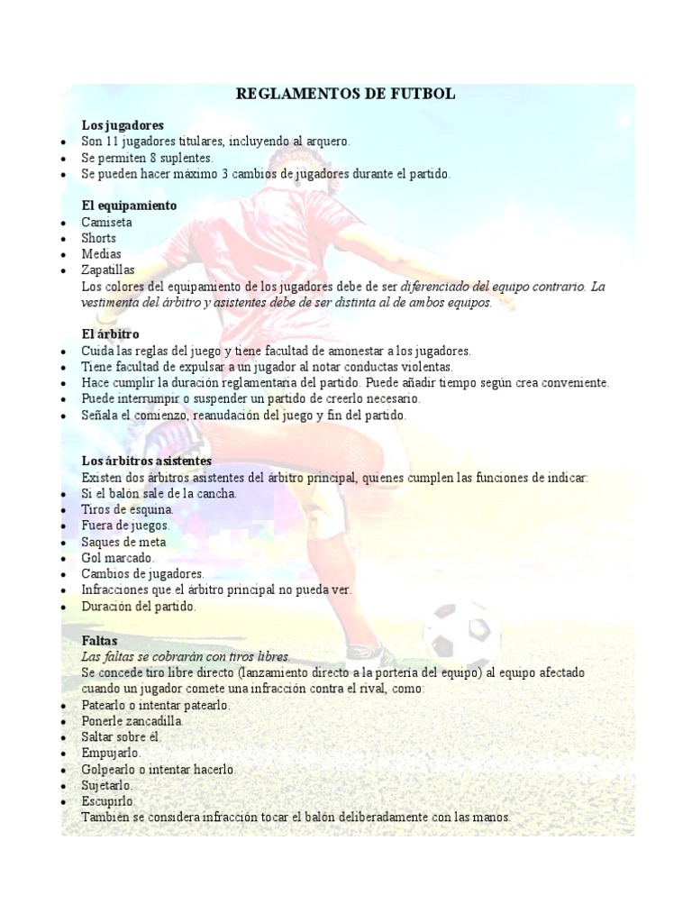 Reglamentos de Futbol | PDF | Reglas | Juegos de habilidad física
