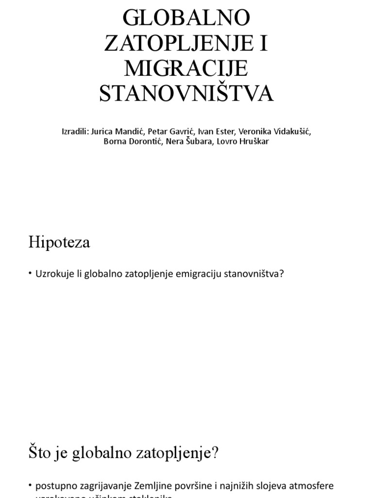 Globalno Zatopljenje I Migracije Stanovništva | PDF