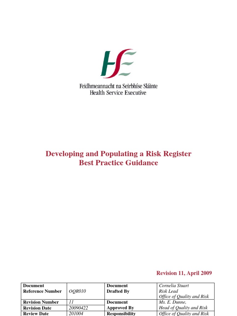 Developing a Hospital Risk Register Guide | PDF | Risk Management | Risk