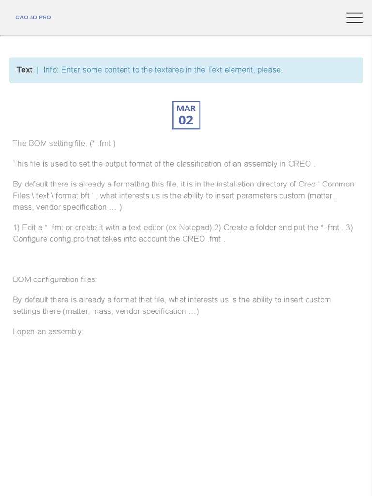 Creo - Bom File - CAO 3D-PRO | PDF | Computer File | System Software