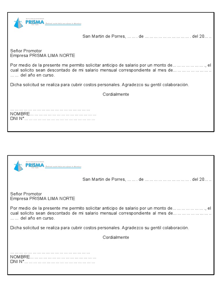 Solicito Adelanto de Sueldo | PDF