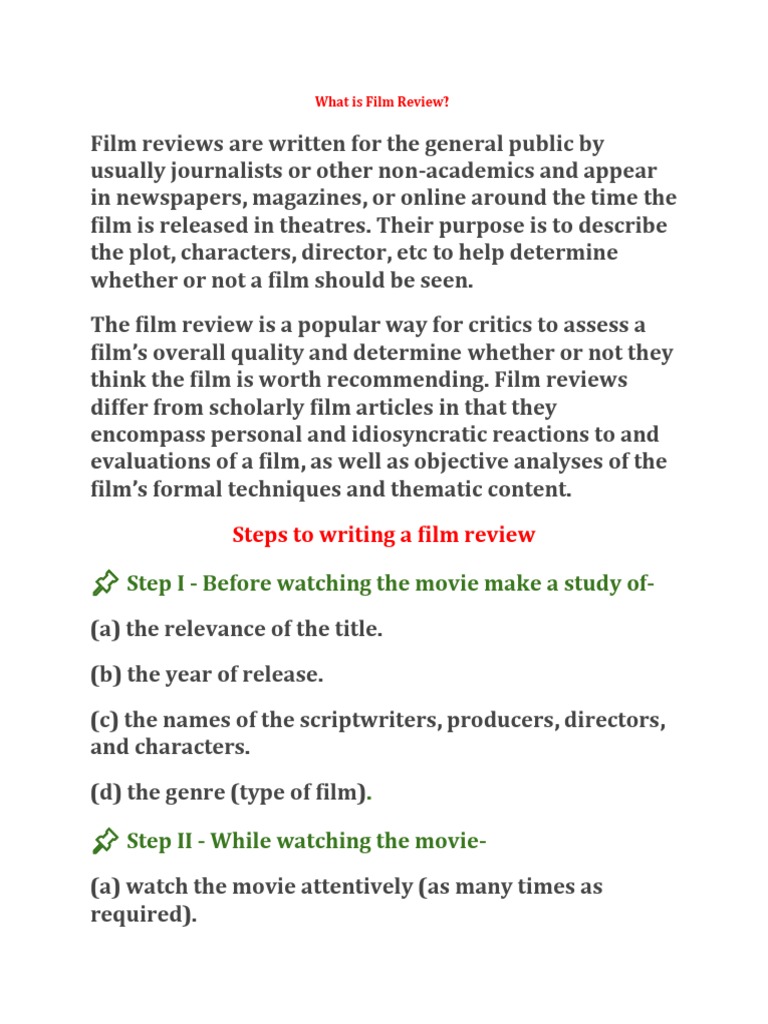 Notes On Film Review | PDF