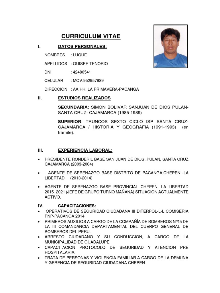 Curriculum para Papa - Actualizado Enero 2023 | PDF