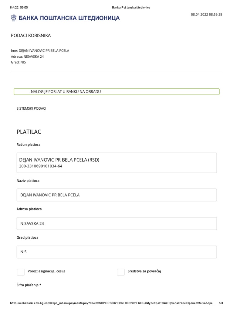 Banka Poštanska Štedionica | PDF