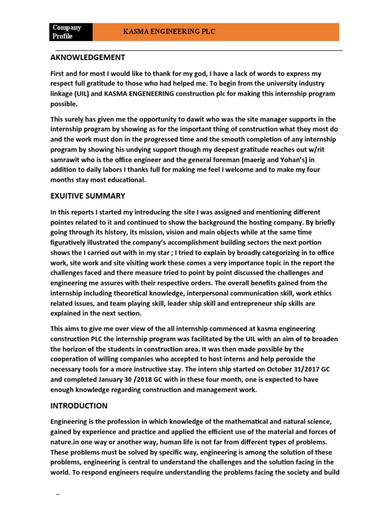 AKNOWLEDGEMENT | PDF | Engineering | Internship