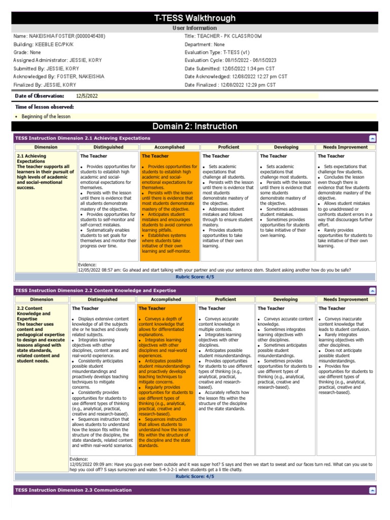 T-Tess Walkthrough - Nakeishia Foster | PDF | Teachers | Differentiated ...