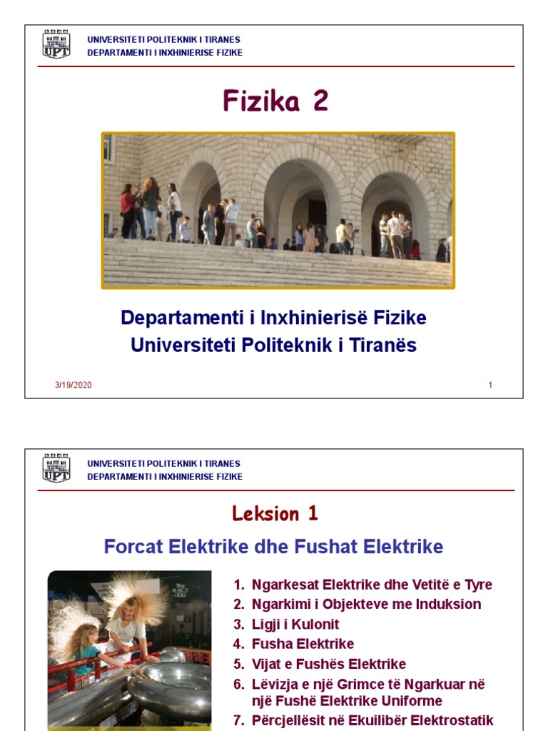 Fizika 2 (Leksion 1+2) - DIF - UPT | PDF