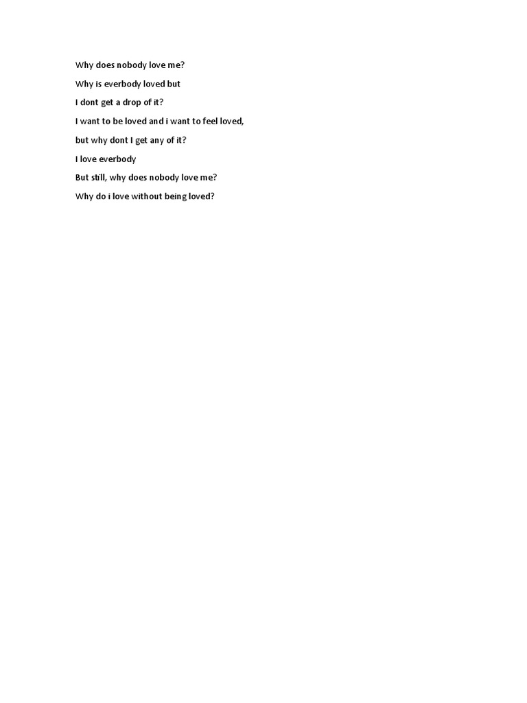 Why Does Nobody Love Me | PDF Why Does Nobody Love Me | PDF