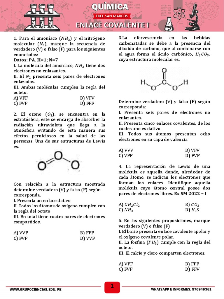 Enlace Covalente I - Química | PDF | Enlace químico | Enlace covalente