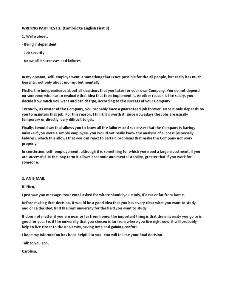 Writing Part Test 2 | PDF