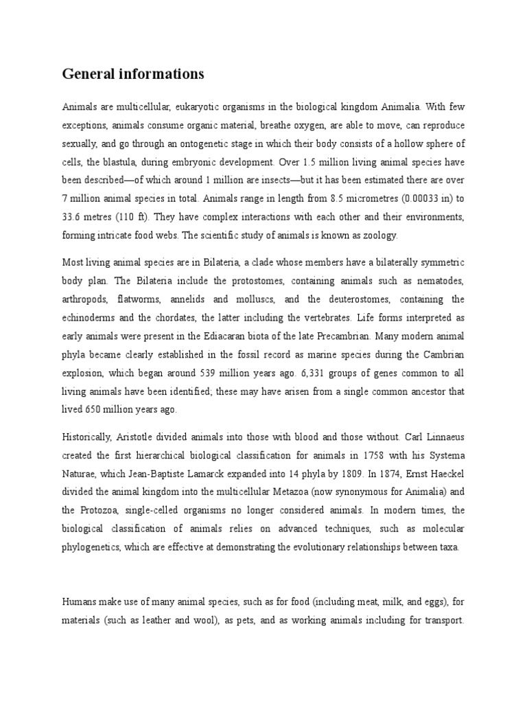 Informatii Generale Animale | PDF | Organisms | Taxa